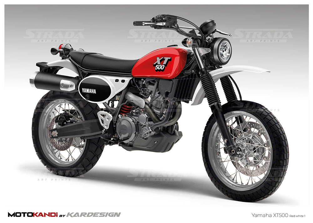 Yamaha XT500 red/white 1 – Strada Art Prints